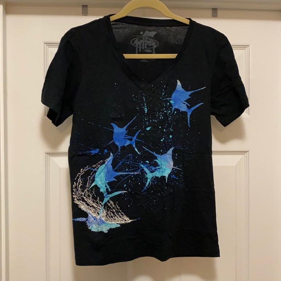 Guy Harvey | Tops | Guy Harvey Vneck Paint Splatter Design Tshirt ...